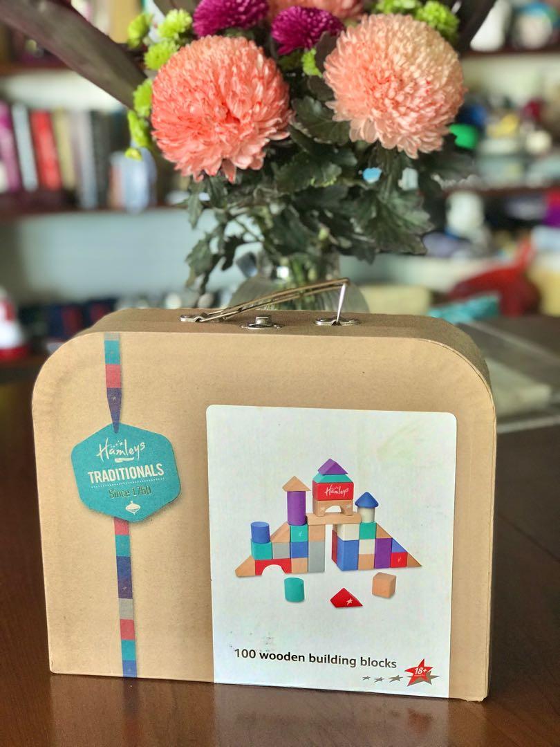 100 piece wooden building block set (wooden toys), Babies & Kids ...