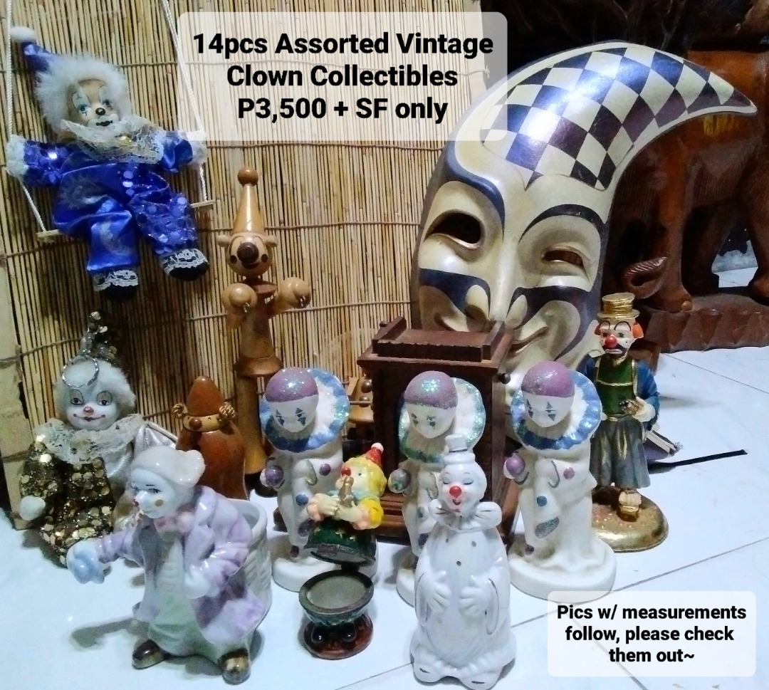 14pcs Assorted Vintage Clown Collectibles for 3500 only (pls read ...