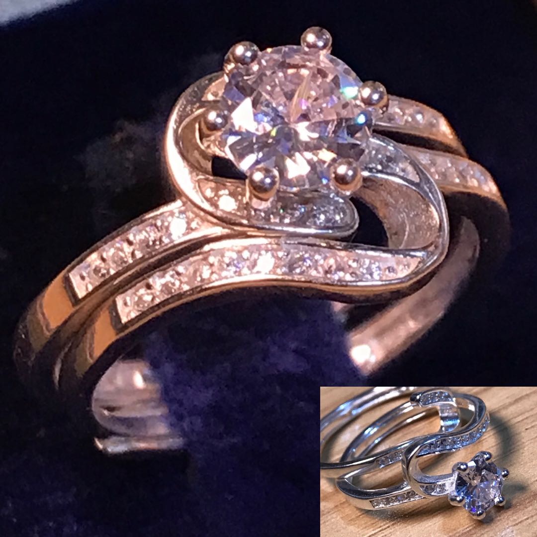 2 Layers Engagement Rings., Women's Fashion, Jewelry & Organizers ...