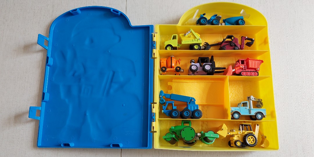 絕版 中古 懷舊 罕見 建築師阿博Take Along Die Cast Bob the Builder 金屬製磁性 工程車 配件 連原廠收納 ...