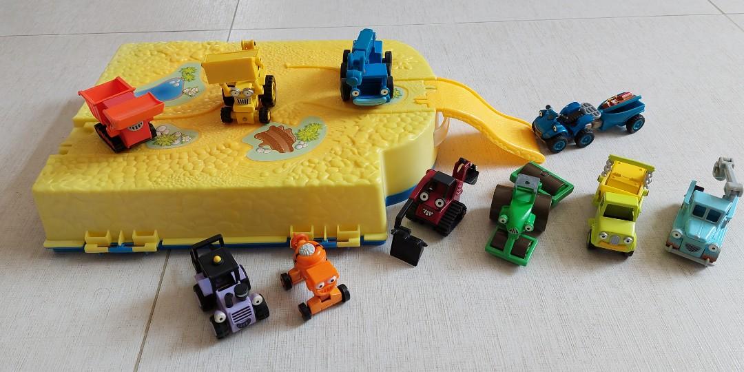 絕版 中古 懷舊 罕見 建築師阿博Take Along Die Cast Bob the Builder 金屬製磁性 工程車 配件 連原廠收納 ...