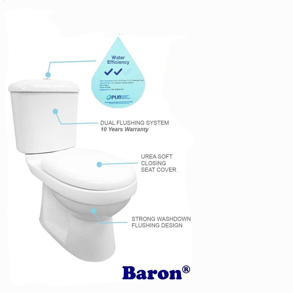 Baron W203A 2 Piece Toilet Bowl, Furniture & Home Living, Bathroom ...