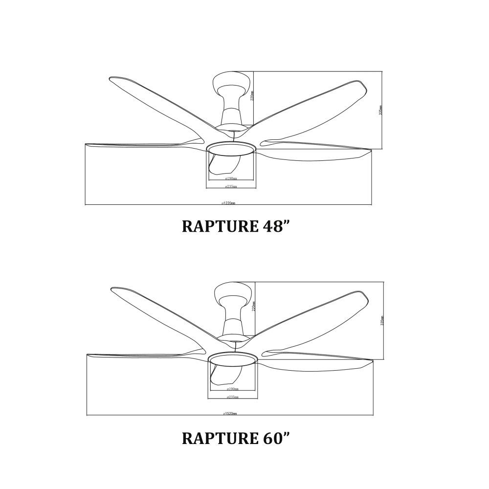 BESTAR RAPTURE Wifi Ceiling Fan 48inch 60inch ceiling fan with LED ...
