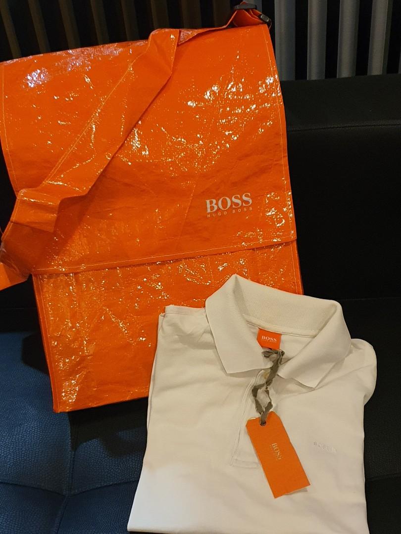 BOSS Hugo Boss Mens Muscle White Polo Shirt (S) and Sling Bag in ...