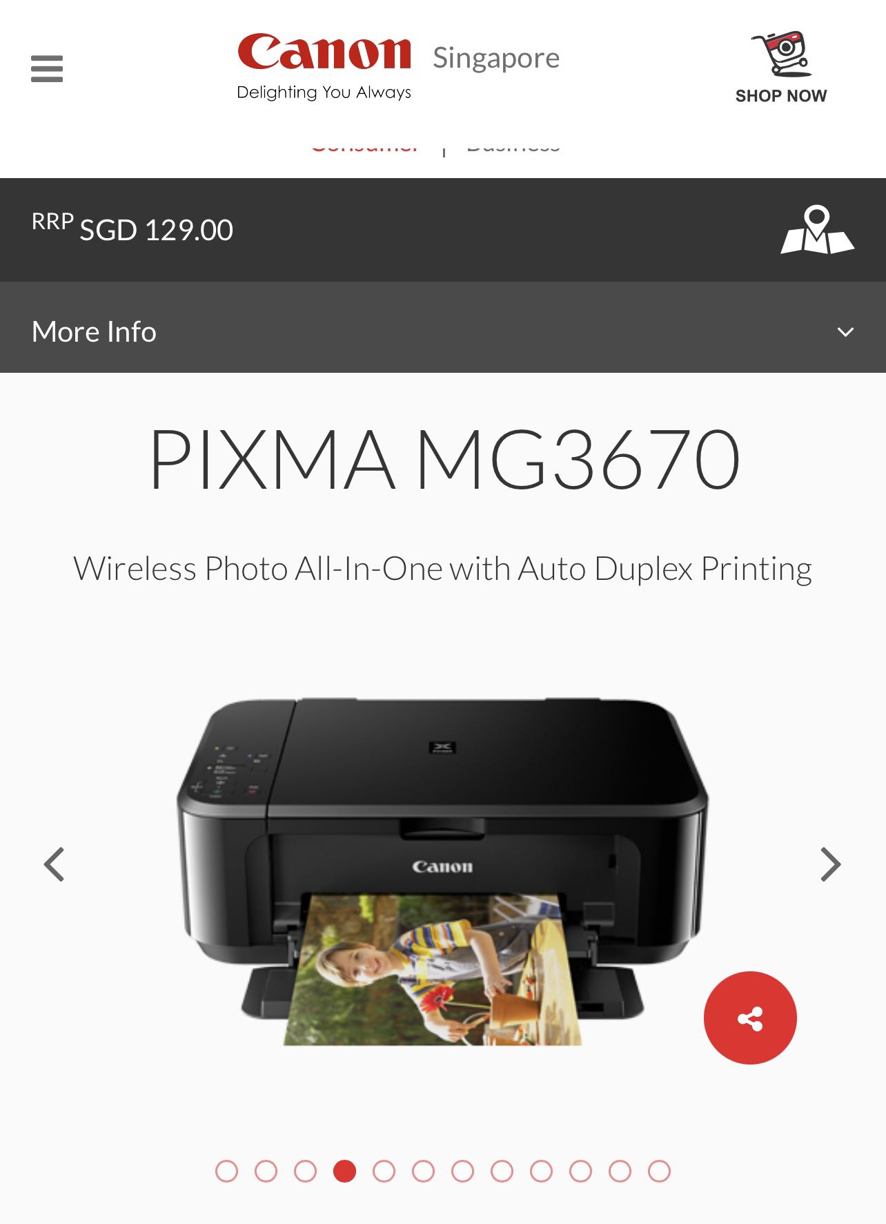 CANON Pixma MG3670 Wireless Photo Printer Scanner, Computers & Tech ...