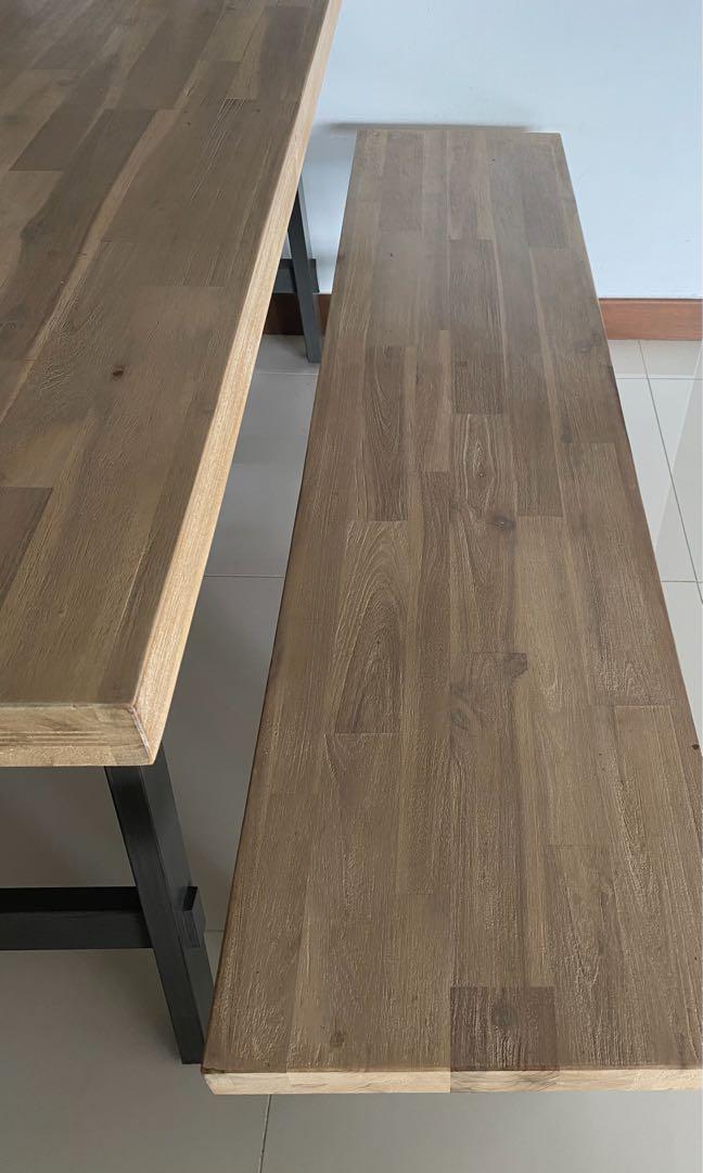 Castlery Benton Dining Table + Long Bench + 2 Chairs, Furniture & Home ...