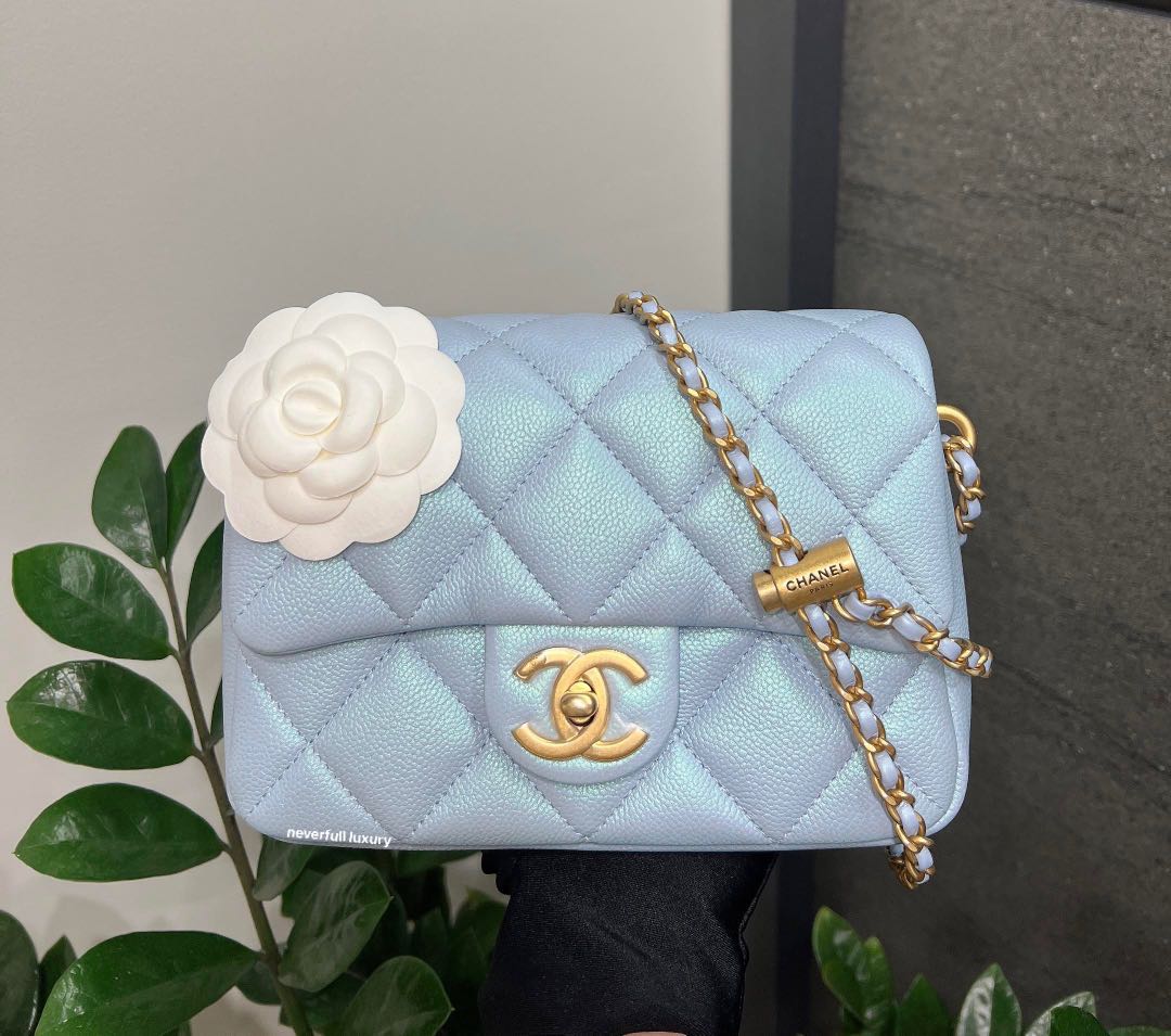 Chanel 21K My Perfect Mini Blue Iridescent Caviar Ghw, Luxury, Bags ...