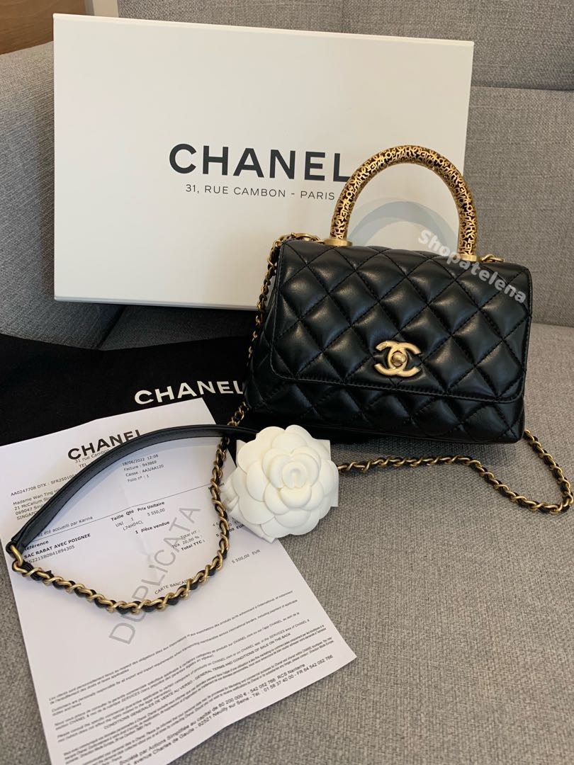 Chanel Coco Handle mini, Black, Women's Fashion, Bags & Wallets, Cross ...