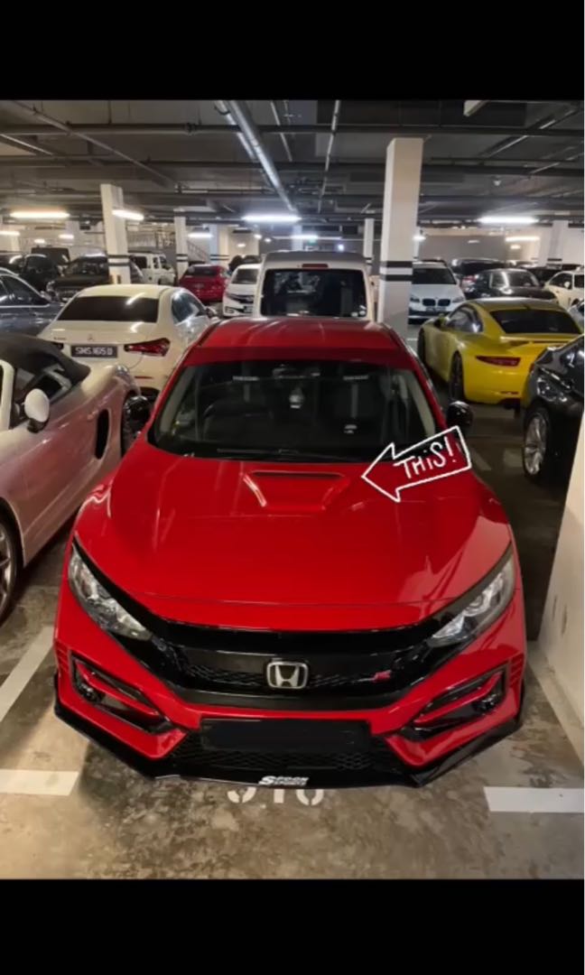 Civic FC Type R Hood Scoop (Painted to Ori Rallye Red), Car Accessories ...