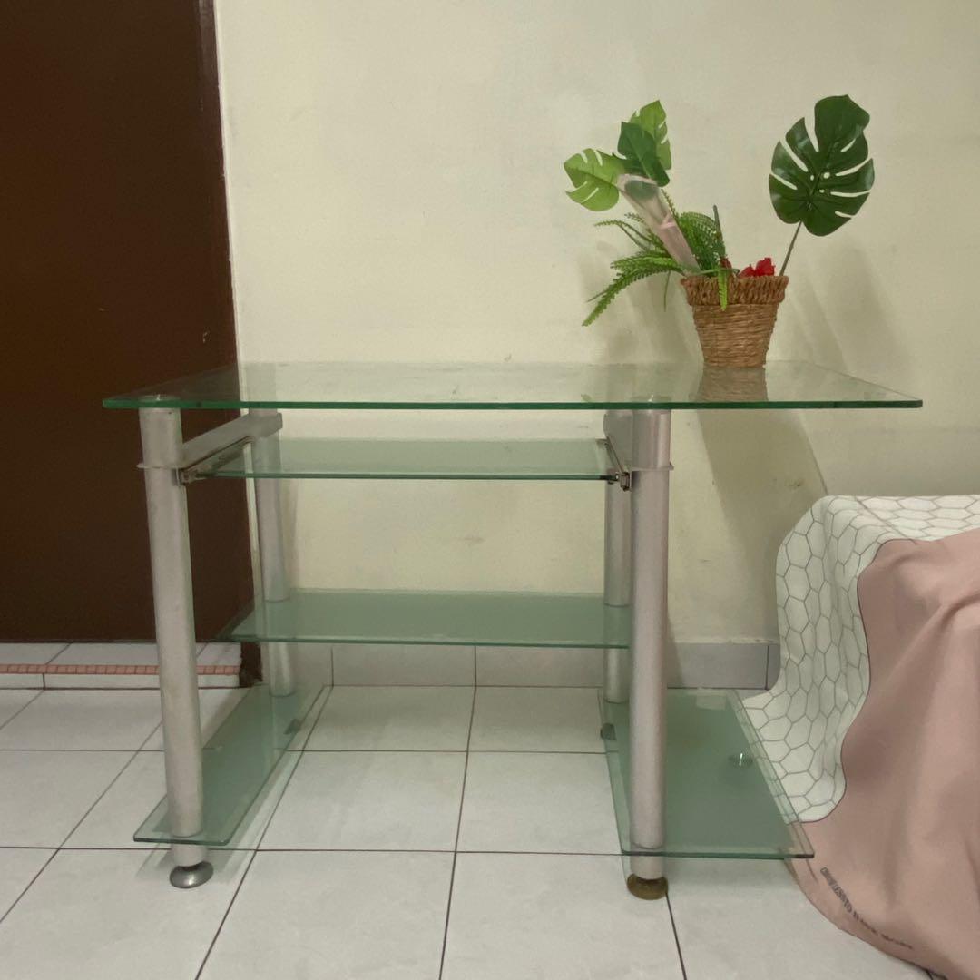 DEFECT Glass computer table_Study table_ desk, Furniture & Home Living ...