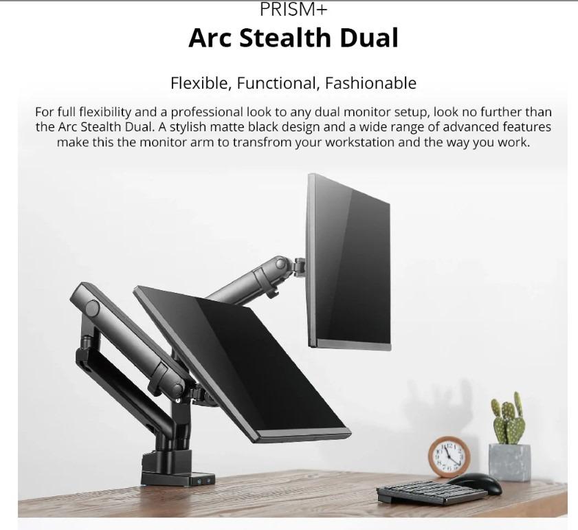 Dual Monitor Arm - Prism+ Arc Stealth Dual, Computers & Tech, Parts ...
