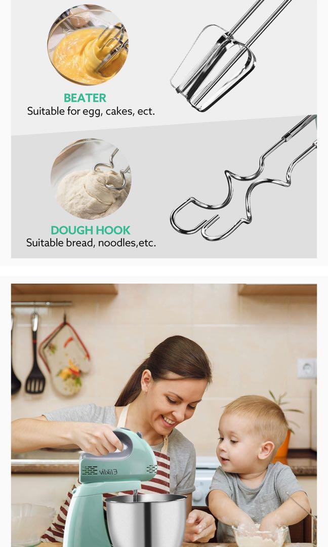 Elikliv Stand Mixer, Electric 2 in 1 Hand Mixer 5 Speeds with 3L ...