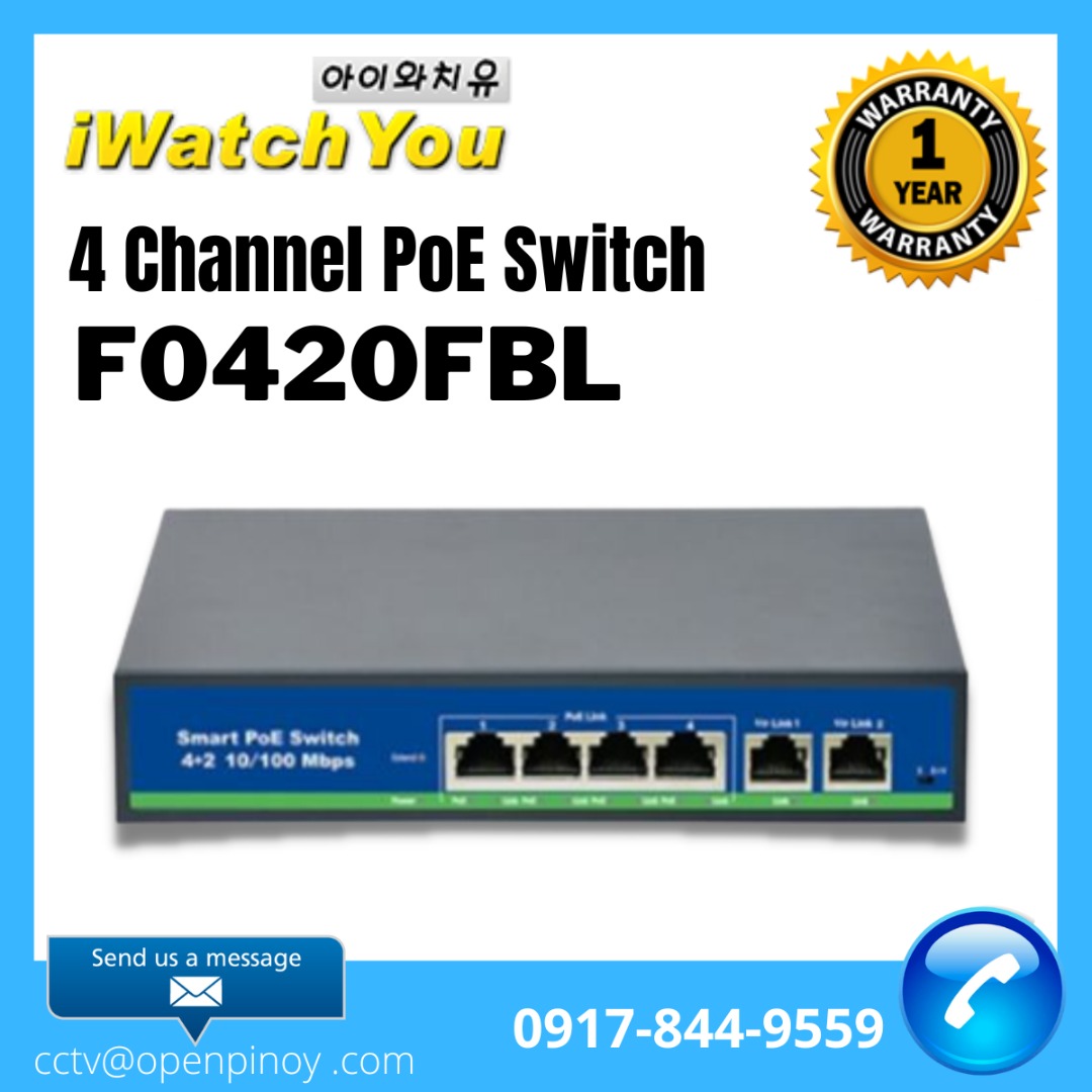 F0420FBL 4Channel PoE Switch, Furniture & Home Living, Security & Locks ...