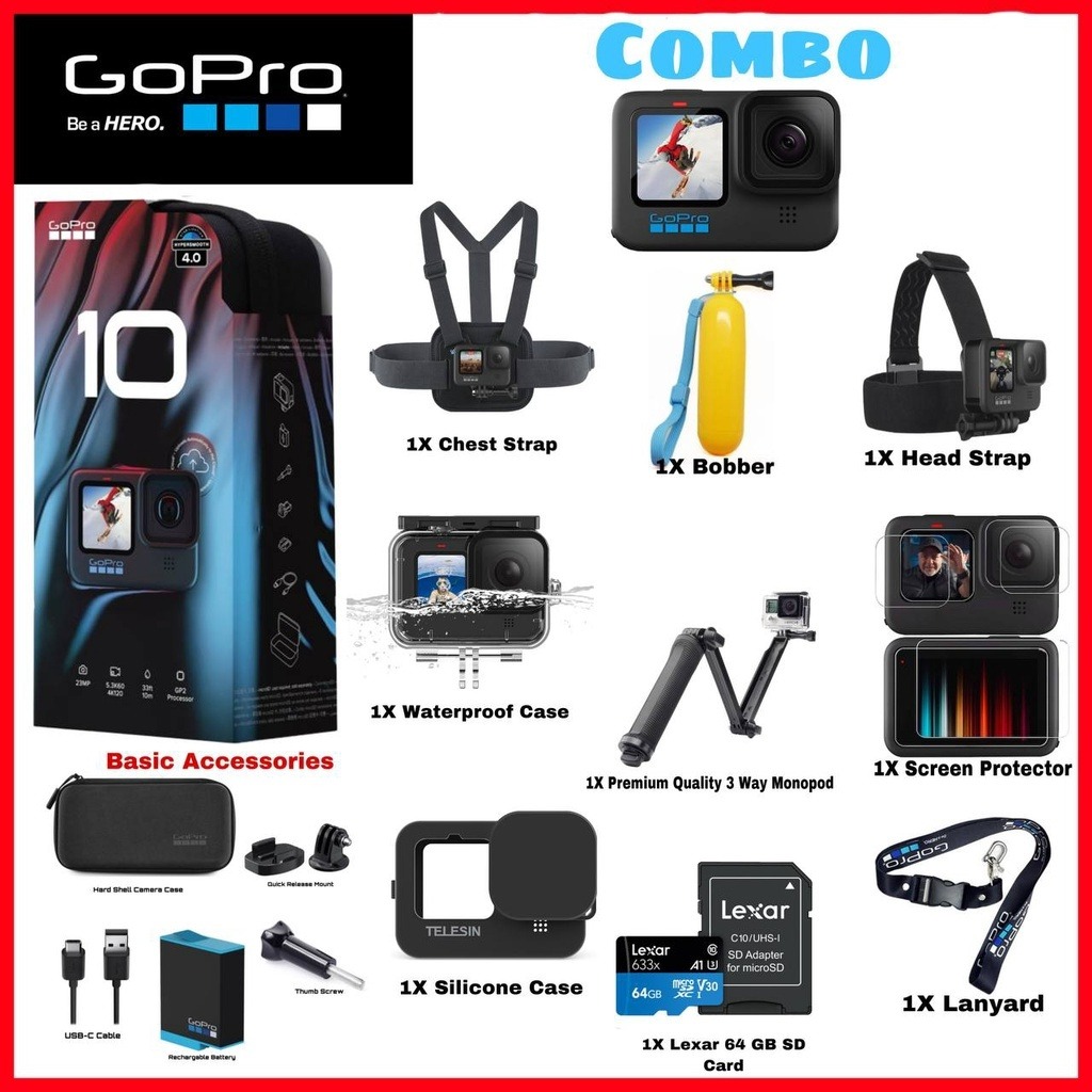 GoPro Hero 10 / Hero 9 Black Action Camera COMBO / SG Ready Stocks/100% ...
