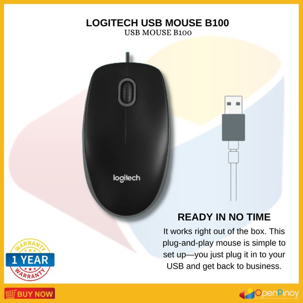Home & Office Logitech B100 Three Button USB Optical Mouse with Scroll ...