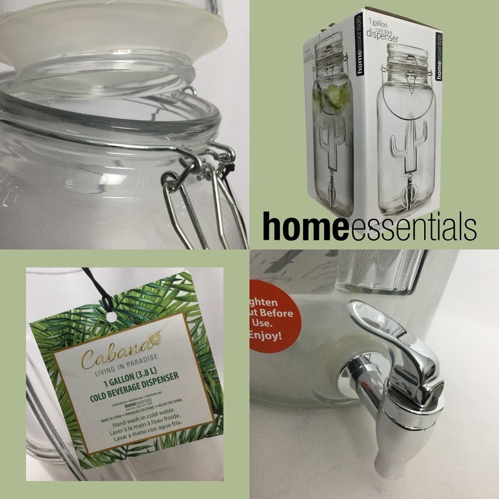 HOME ESSENTIALS Large Batch Cold Beverage Dispenser Clear Glass Mason ...
