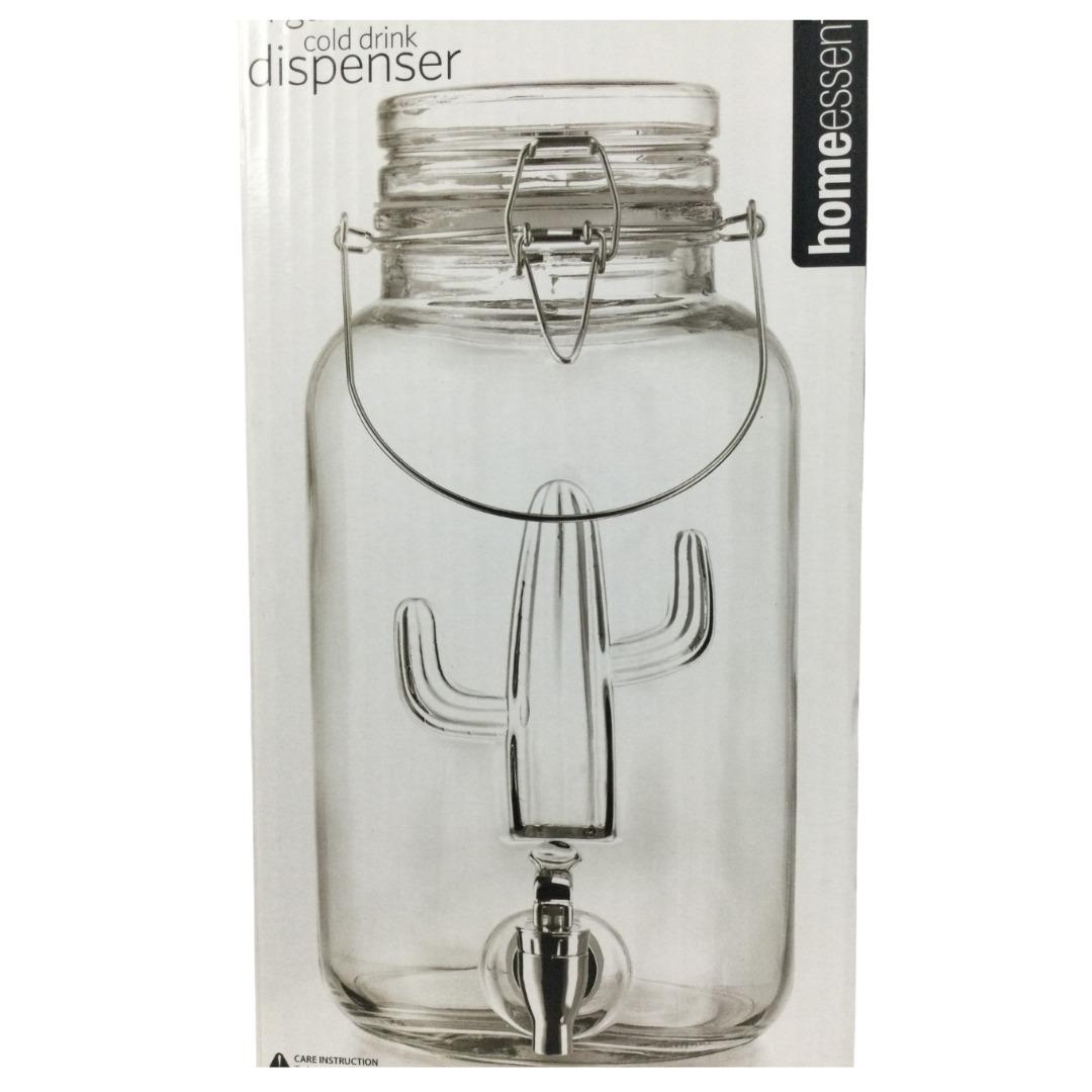 HOME ESSENTIALS Large Batch Cold Beverage Dispenser Clear Glass Mason ...