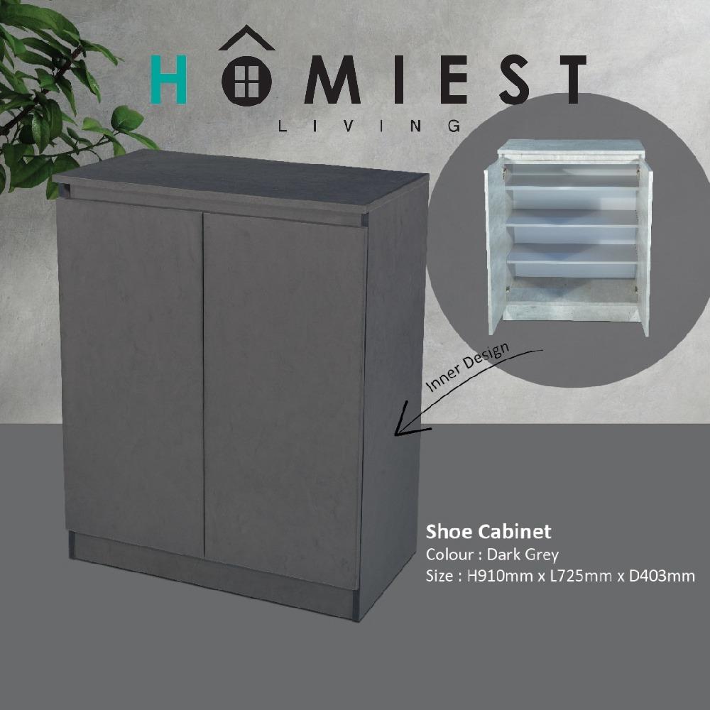 Homiest 2 Door Shoe Cabinet in Natural / Dark Grey / Cement / Laminate ...