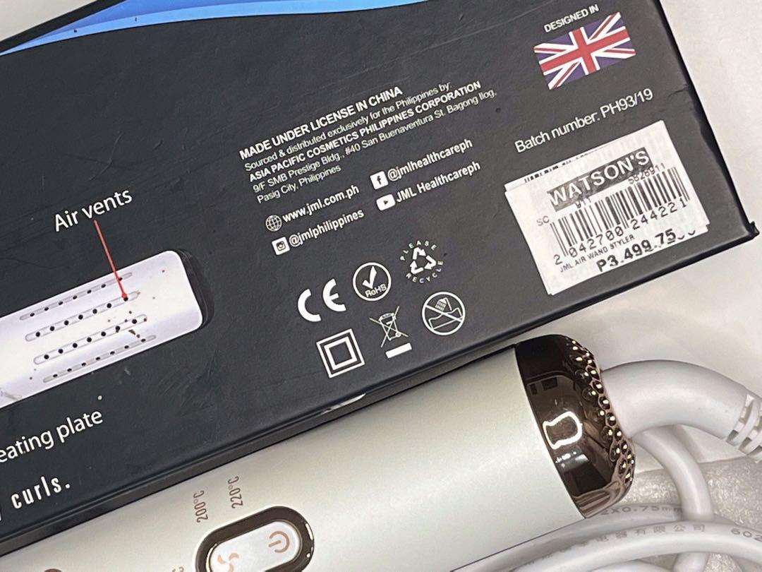 ORIGINAL JML Air Wand Styler 2-IN-1 Straightener and Curler, Women's ...