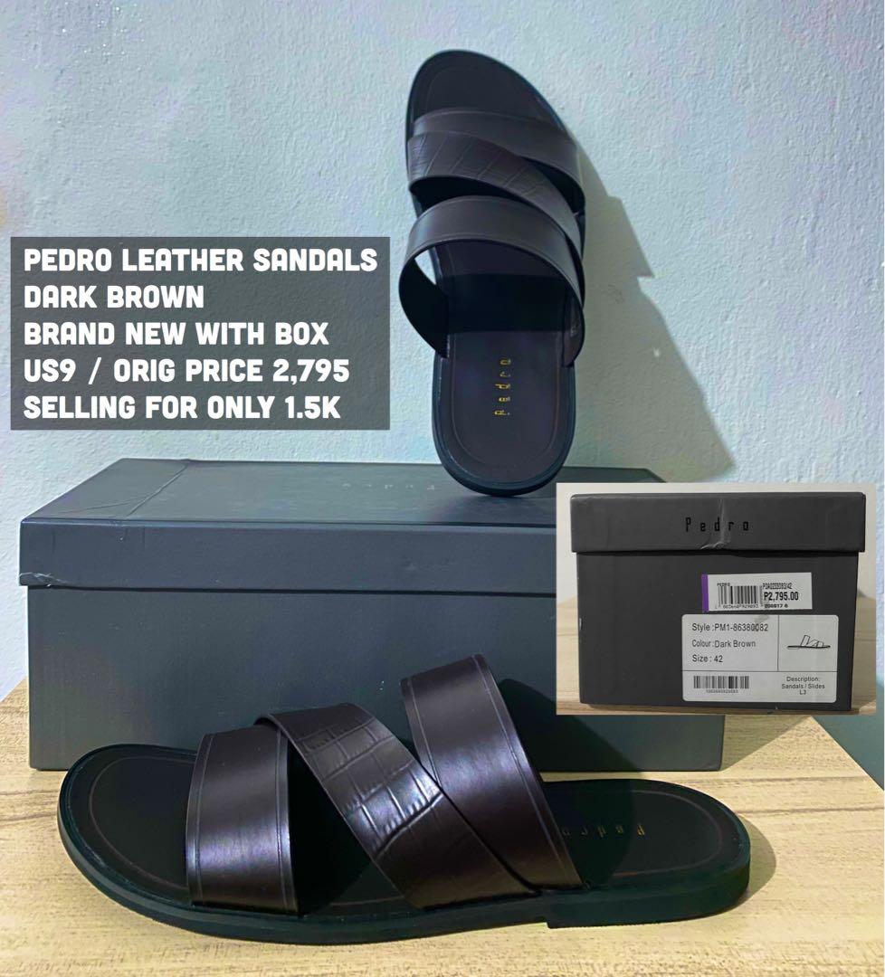 Dark Grey Double Strap Slide Sandals PEDRO SG | atelier-yuwa.ciao.jp