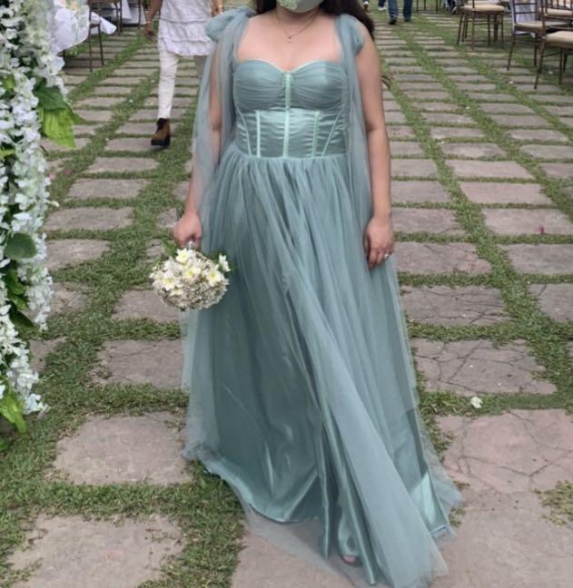 Sage green entourage gown, Women's Fashion, Dresses & Sets, Evening ...