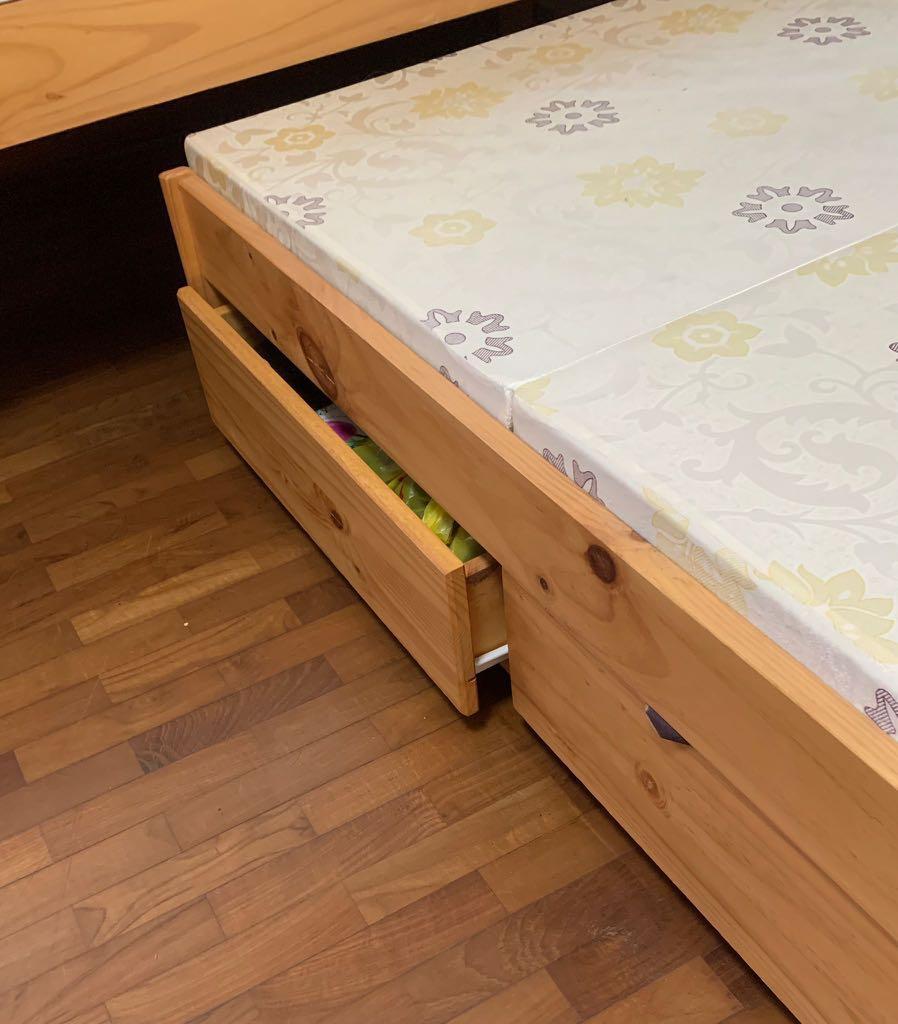 Solid Pine 2-in-1 Single Bed Frame (Free Bed end), Furniture & Home ...