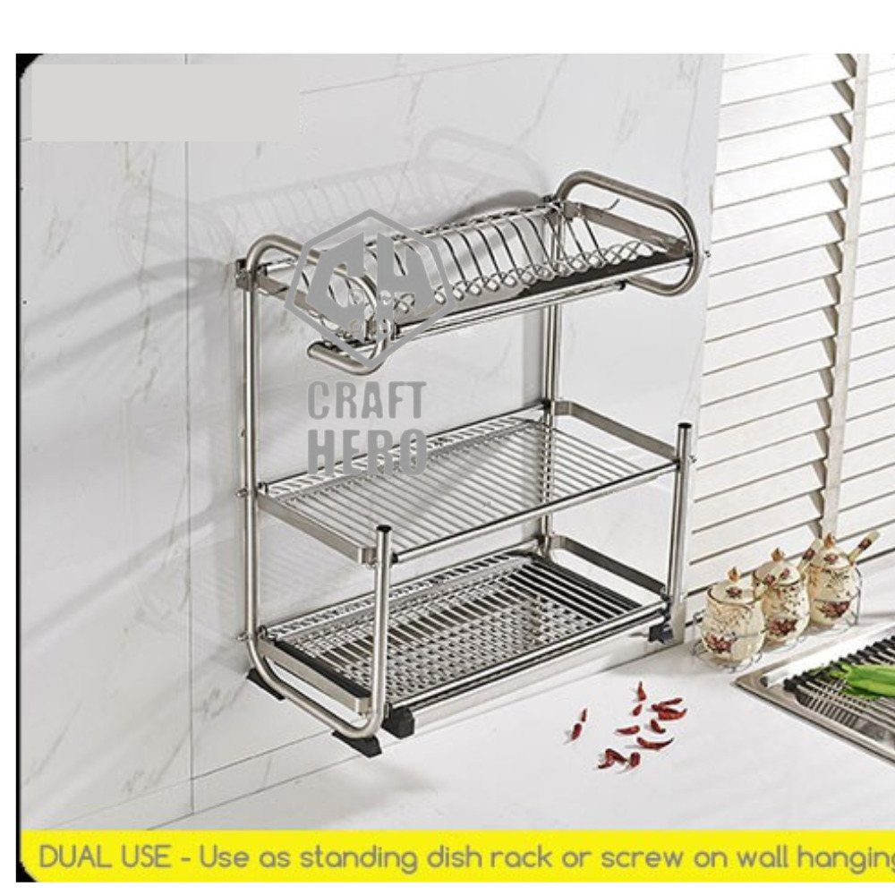 Stainless Steel Dish Rack Screw and Hang on Walls, Furniture & Home ...