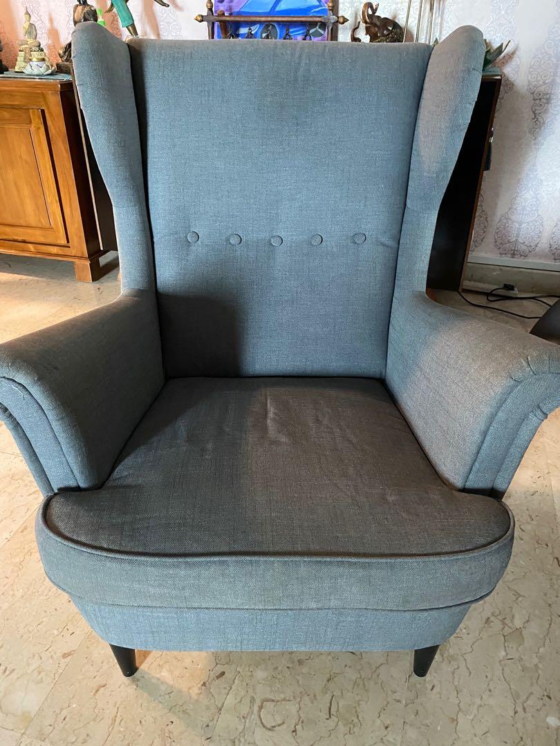 STRANDMON Wing chair, Nordvalla dark, Furniture & Home Living ...