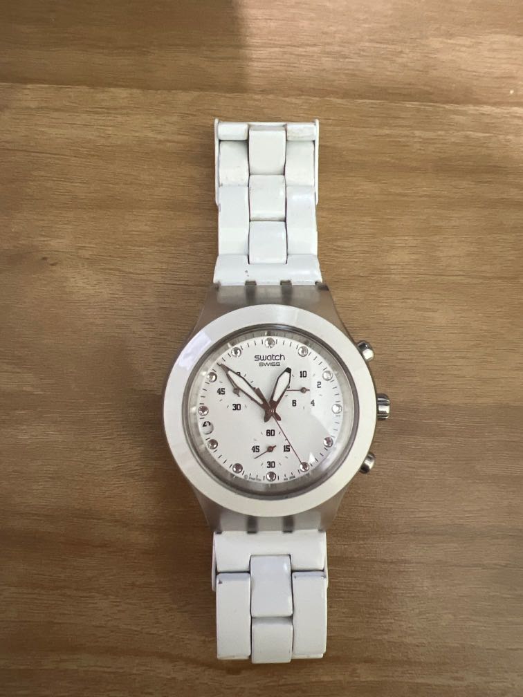Swatch white watch, Women's Fashion, Watches & Accessories, Watches on ...