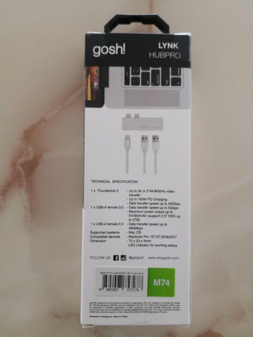 Thunderbolt 3 USB 3.0/2.0 Hub - gosh! Lynk Hubpro, Computers & Tech ...