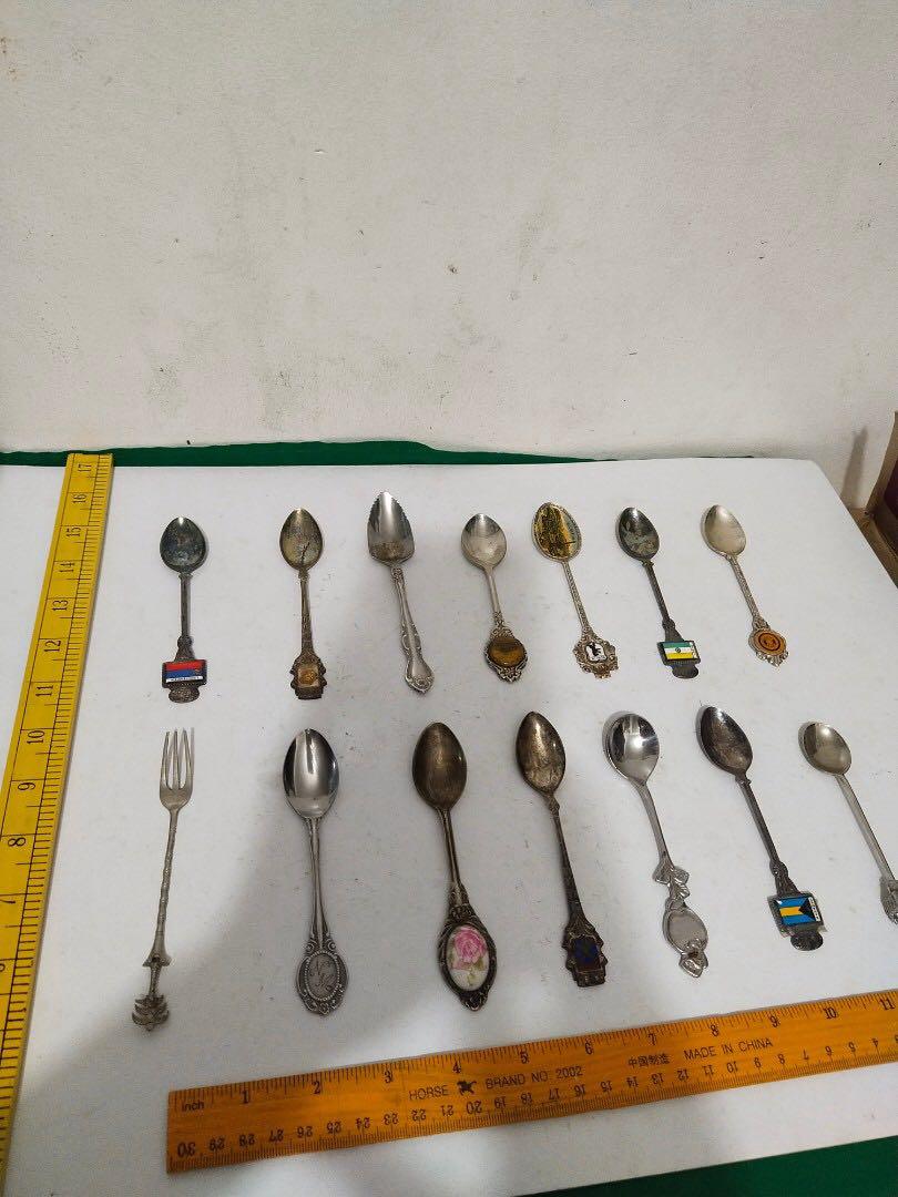 vintage 14 Souvenir Teaspoons/Assorted designs/1960s to 1980s era ...