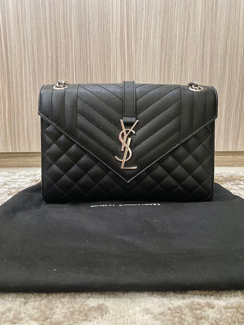 YSL envelope medium black, Fesyen Wanita, Tas & Dompet di Carousell