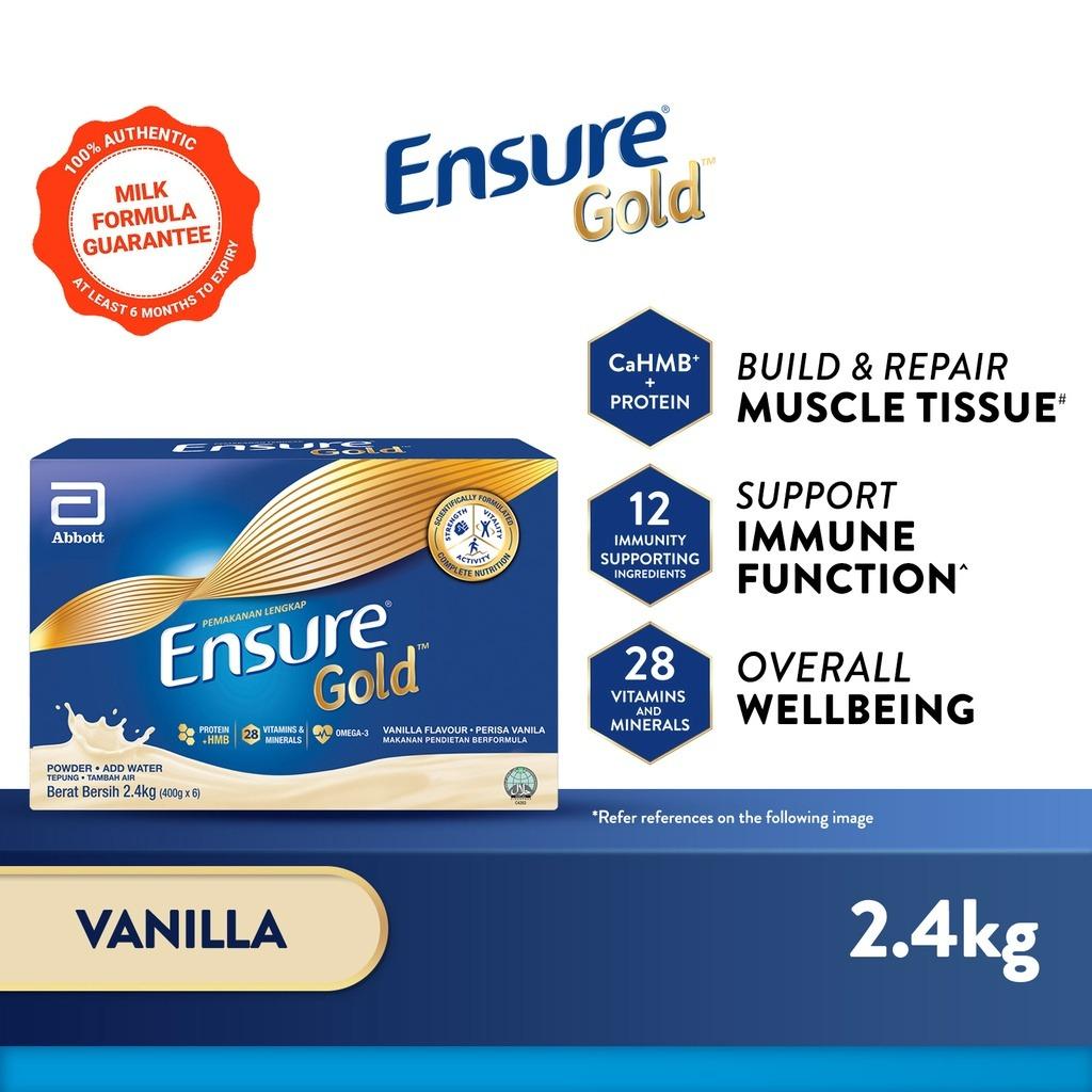 [2.4kg] Ensure Gold Milk Powder Vanilla / Wheat / Coffee Flavour from Abbott 2.4 kg per box (100 ...