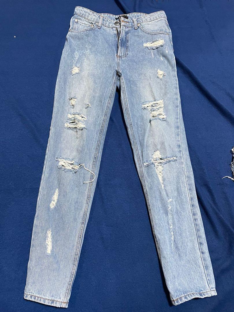 Blue Denim slightly Ripped Jeans, Women's Fashion, Bottoms, Jeans ...
