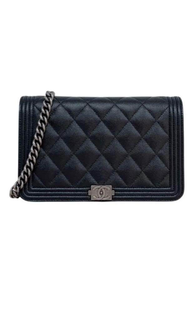 [Brand New & Rare] Chanel Boy Black Caviar *Gun Metal HW* Wallet On ...