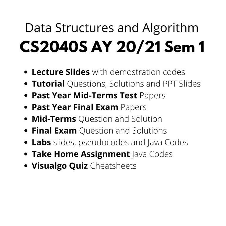 Computer Science CS2040S Data Structures and Algorithm AY20/21 Sem 1 Resources, Computers & Tech ...