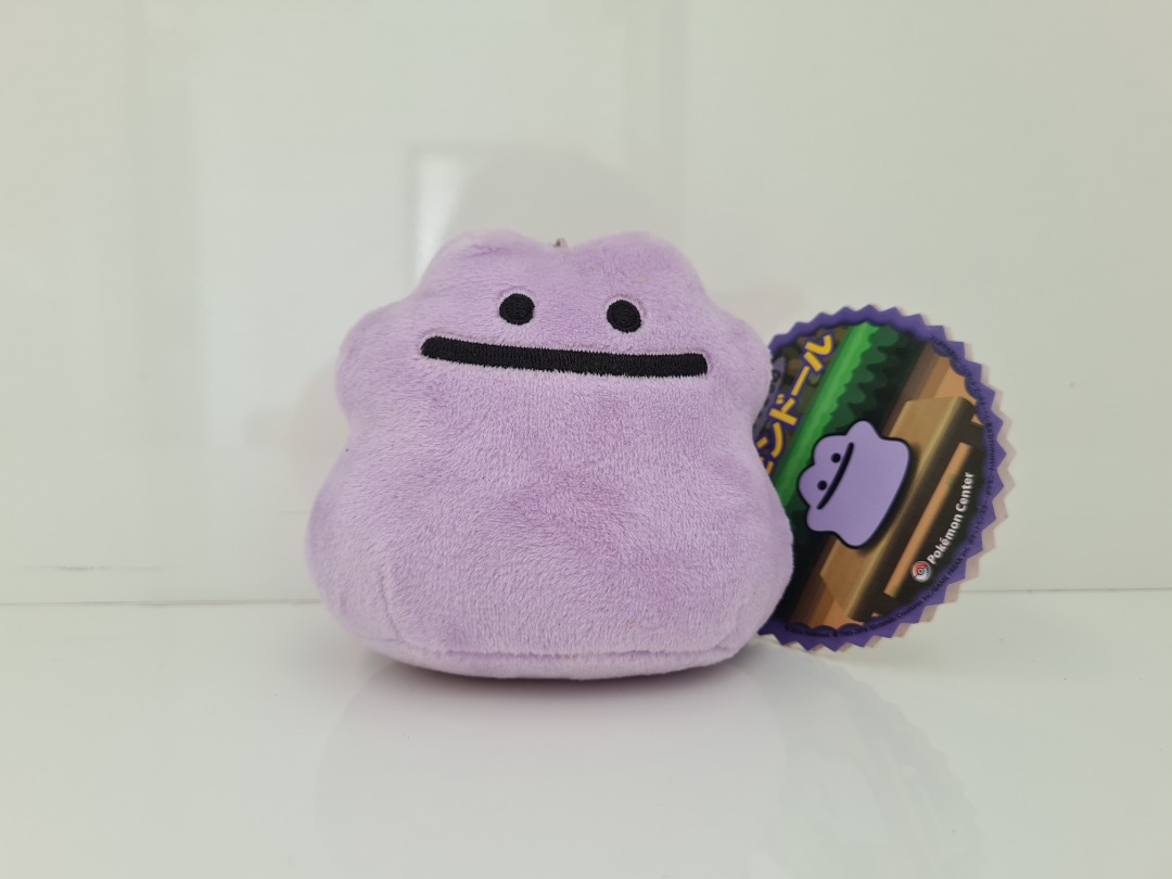 DITTO official pokemon center 10 cm plush with tag and chain, Hobbies ...
