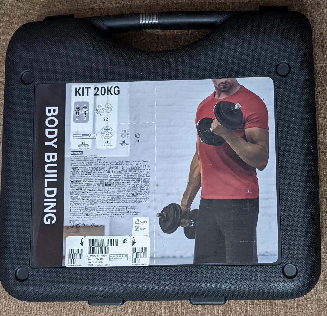 Dumbbell Kit 20kg Domyos - Weight Training Threaded, Sports Equipment ...