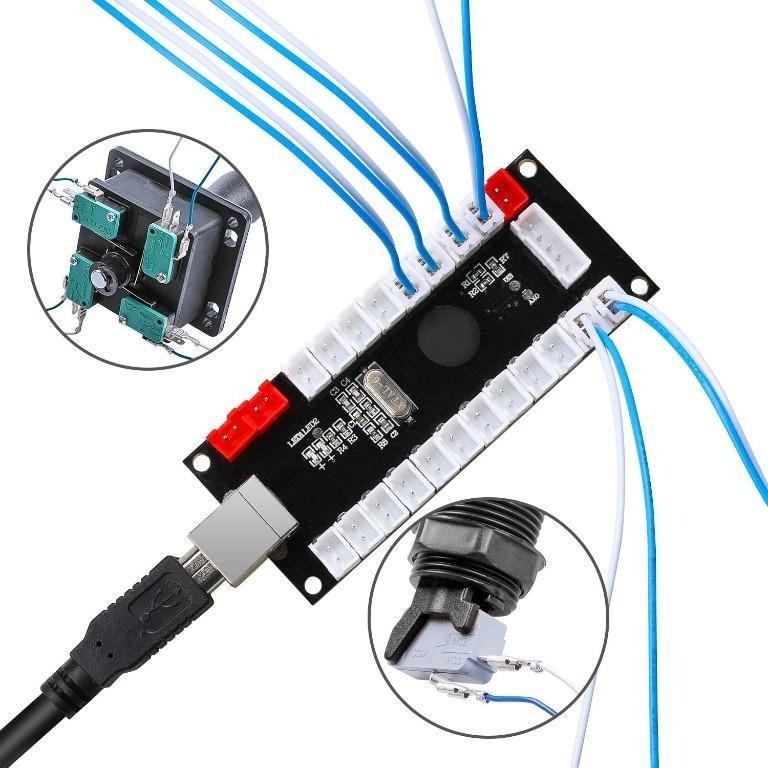 Easyget Arcade Game Controller Zero Delay Encoder USB to Arcade Joystick and HAPP, Video Gaming ...