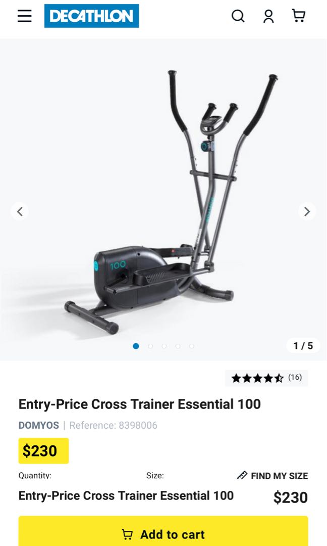 Elliptical Trainer Domyos 100, Sports Equipment, Exercise & Fitness ...