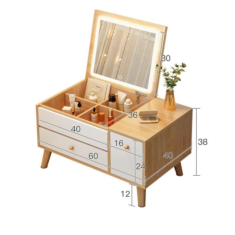 Flip-Top Dressing Table With Cosmetic Compartments And LED Light ...
