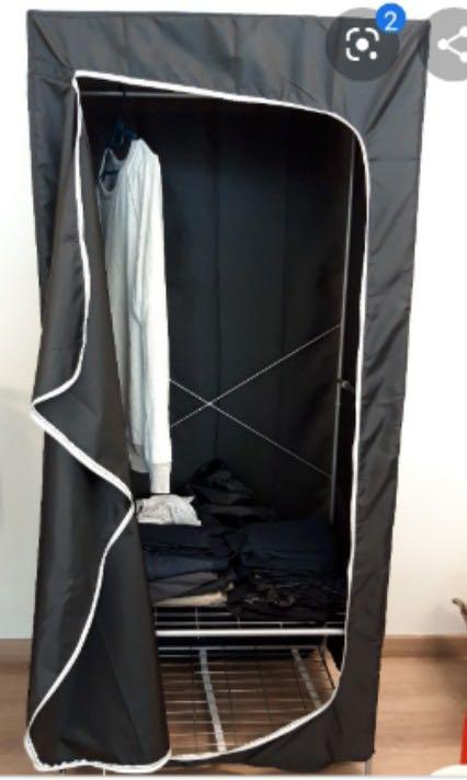 IKEA Black pvc steel frame zipper Wardrobe, Furniture & Home Living ...