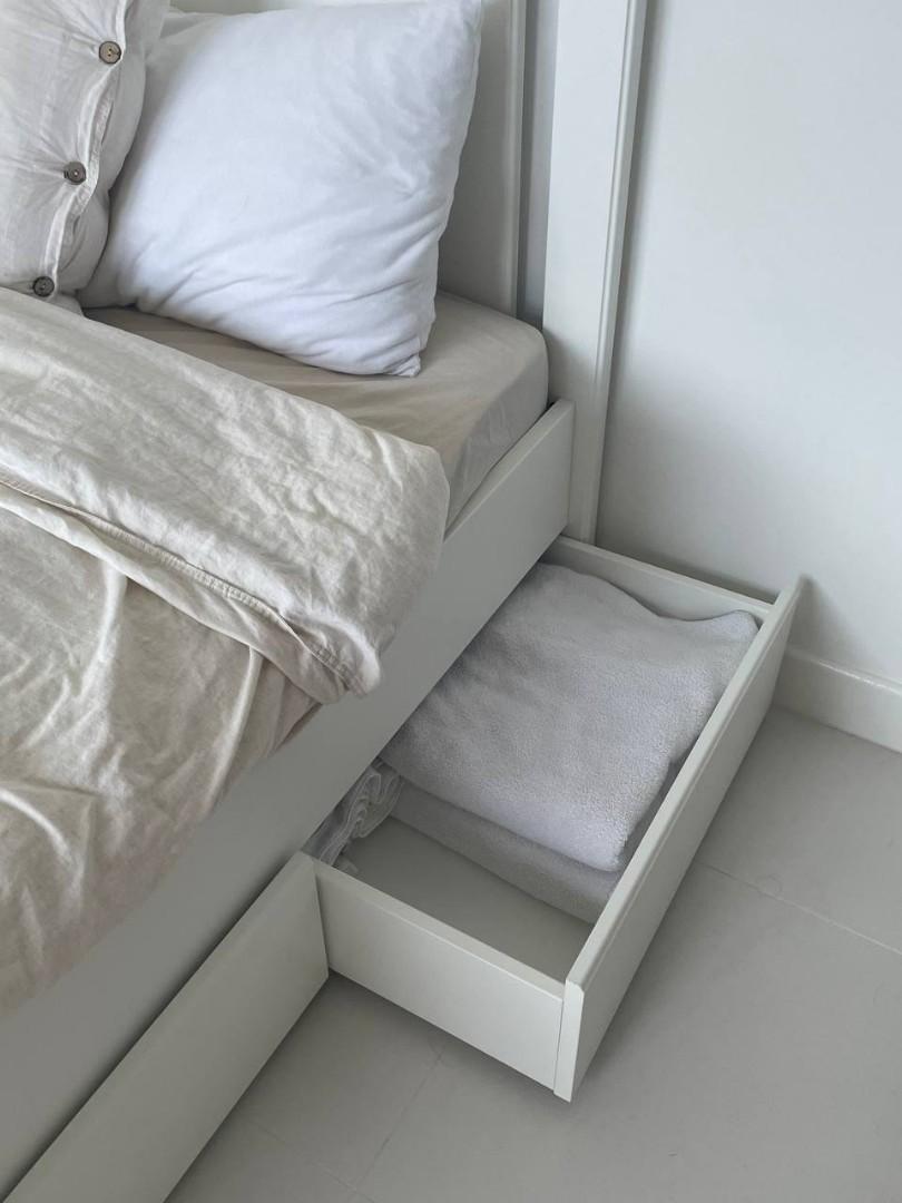 IKEA Queen size bed frame with storage, Furniture & Home Living, Furniture, Bed Frames ...