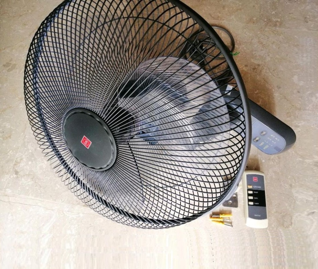 KDK 16" Wall Fan with wall bracket & remote, Furniture & Home Living ...