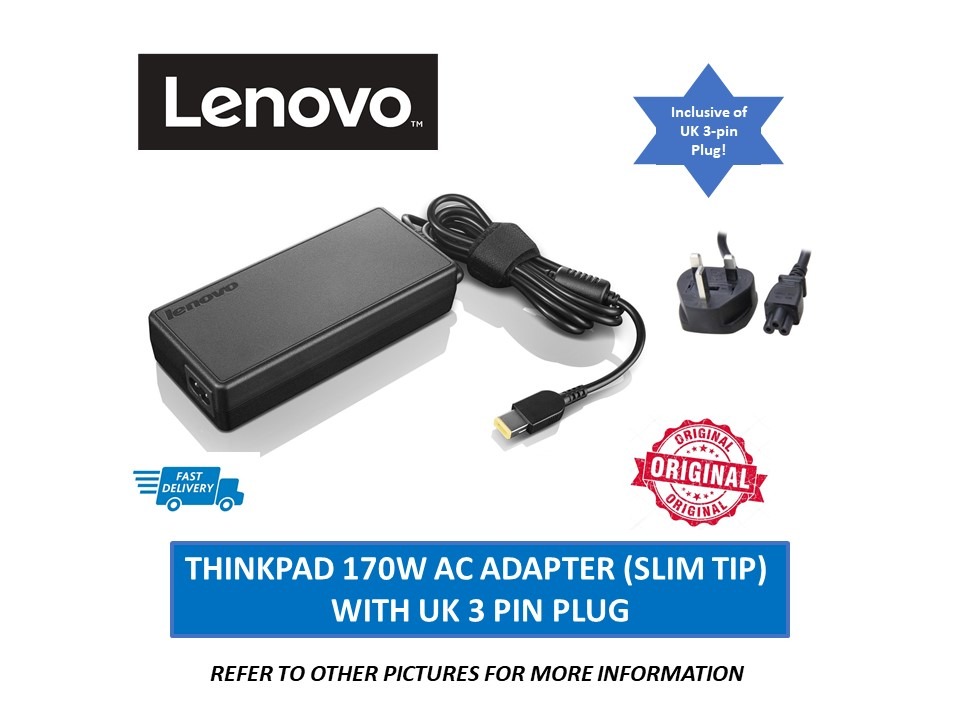 (ORIGINAL) Lenovo Thinkpad 170W AC Adapter with UK 3 pin Plug ...