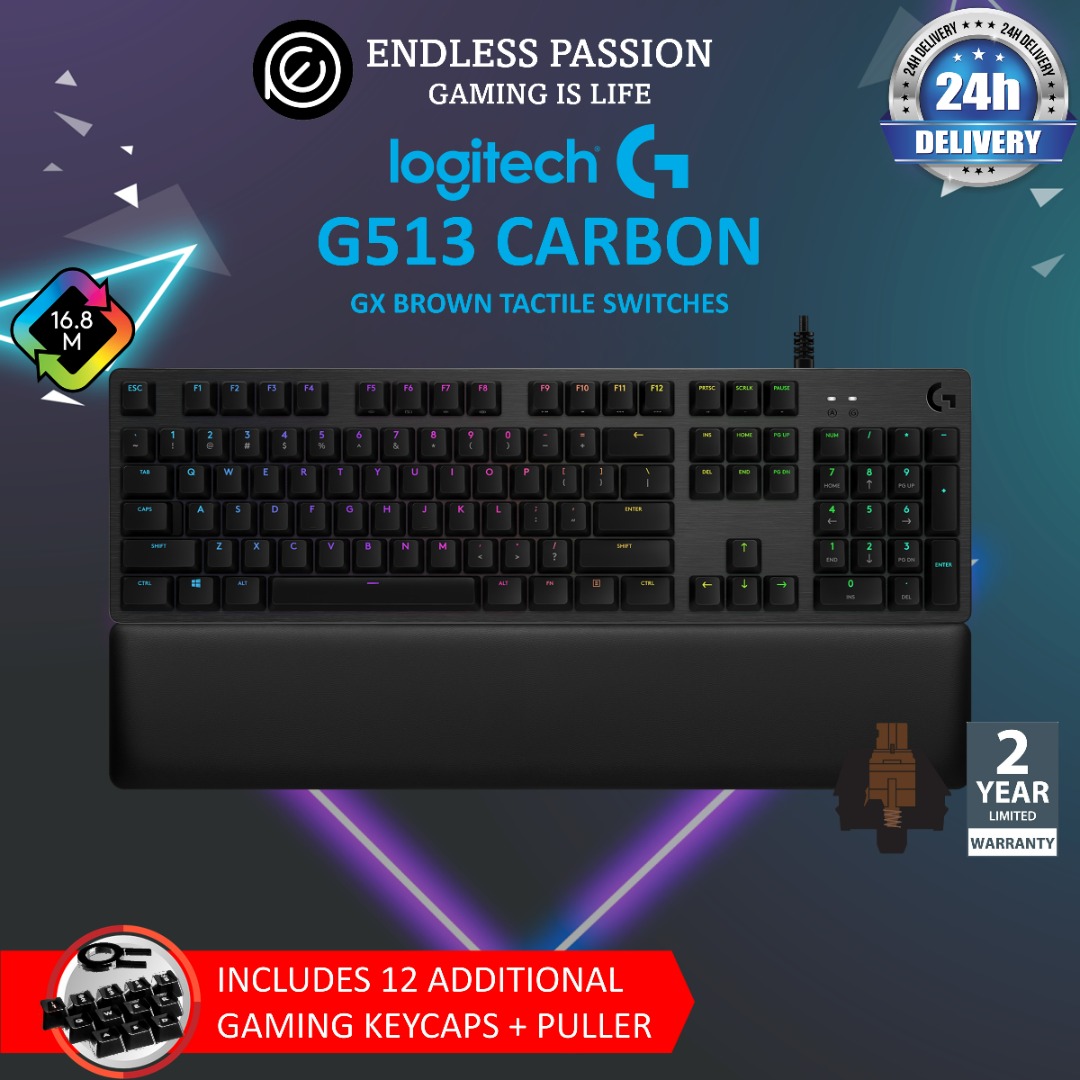 Logitech G513 Carbon RGB Mechanical Gaming Keyboard GX-Brown Tactile ...
