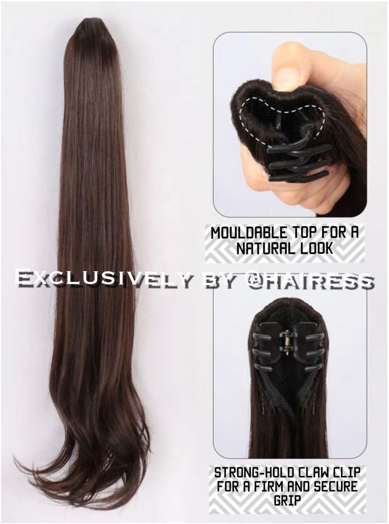 LYLA by Hairess | Natural Brown Ombre Long Straight Ponytail Claw Clip ...