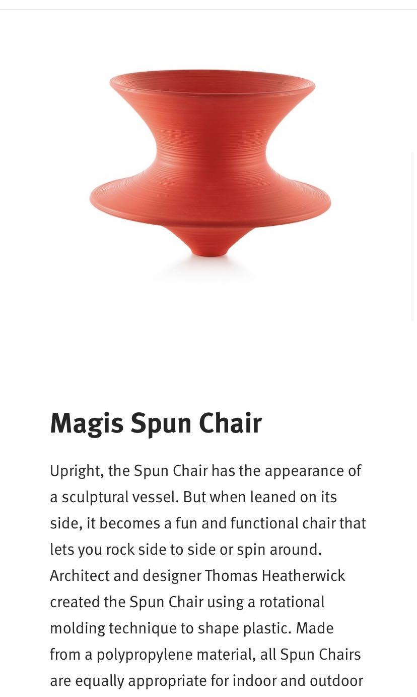 Magis Spun Chair (Spinning Top), Furniture & Home Living, Furniture ...