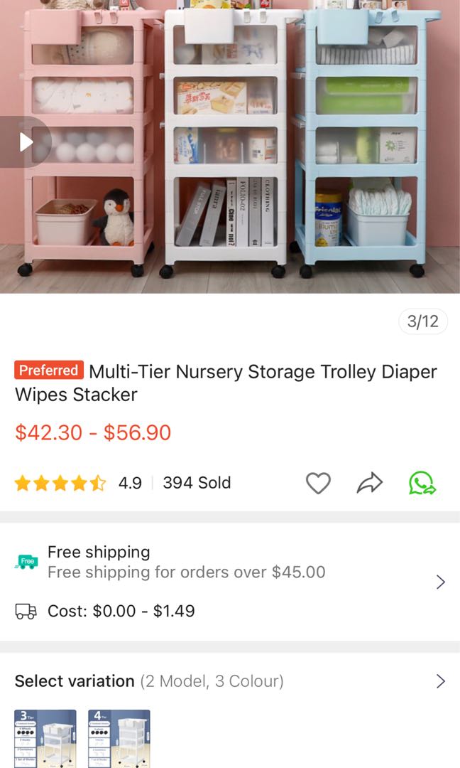 Multi tier nursery/diaper trolley, Babies & Kids, Baby Nursery & Kids ...