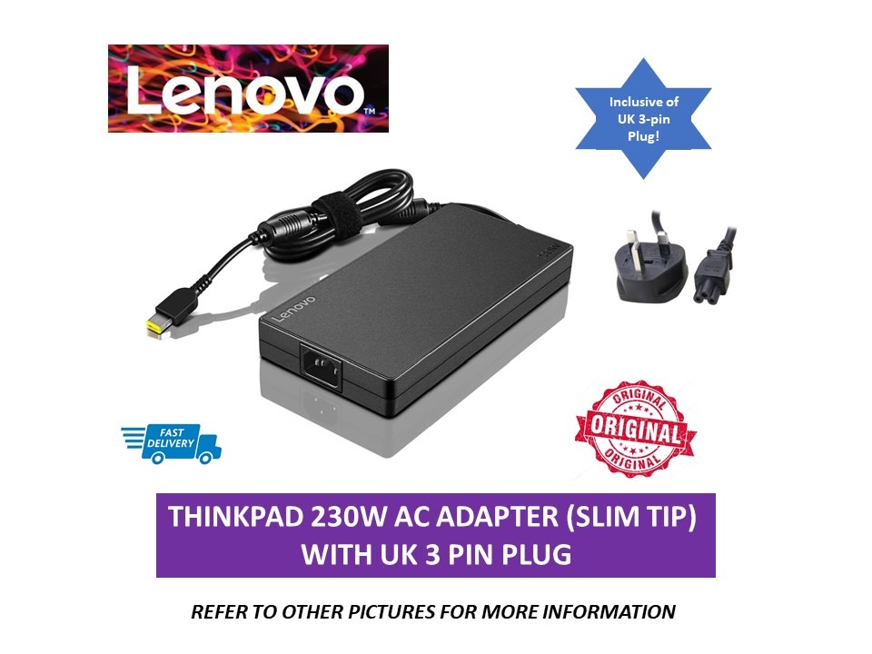 (ORIGINAL) ThinkPad Lenovo 230W AC Adapter (Slim Tip) with UK 3 pin ...